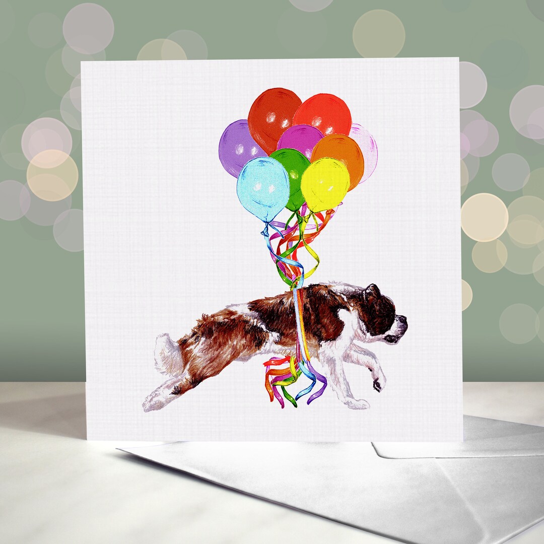 St Bernard Birthday Greeting Card / Various Party Designs / - Etsy