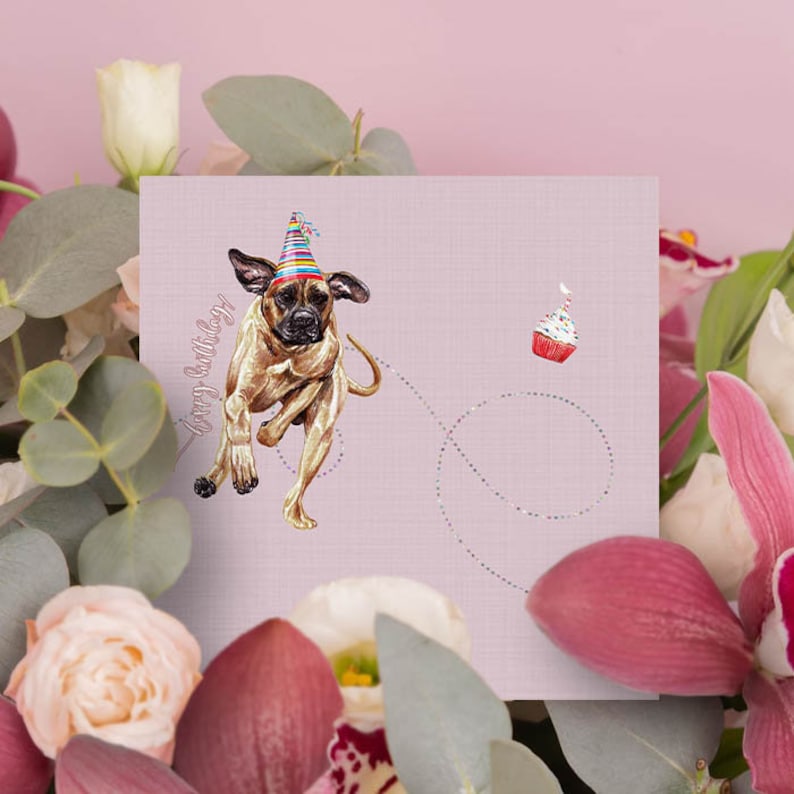 Rhodesian Ridgeback Birthday Greeting Card / Blank Inside / | Etsy