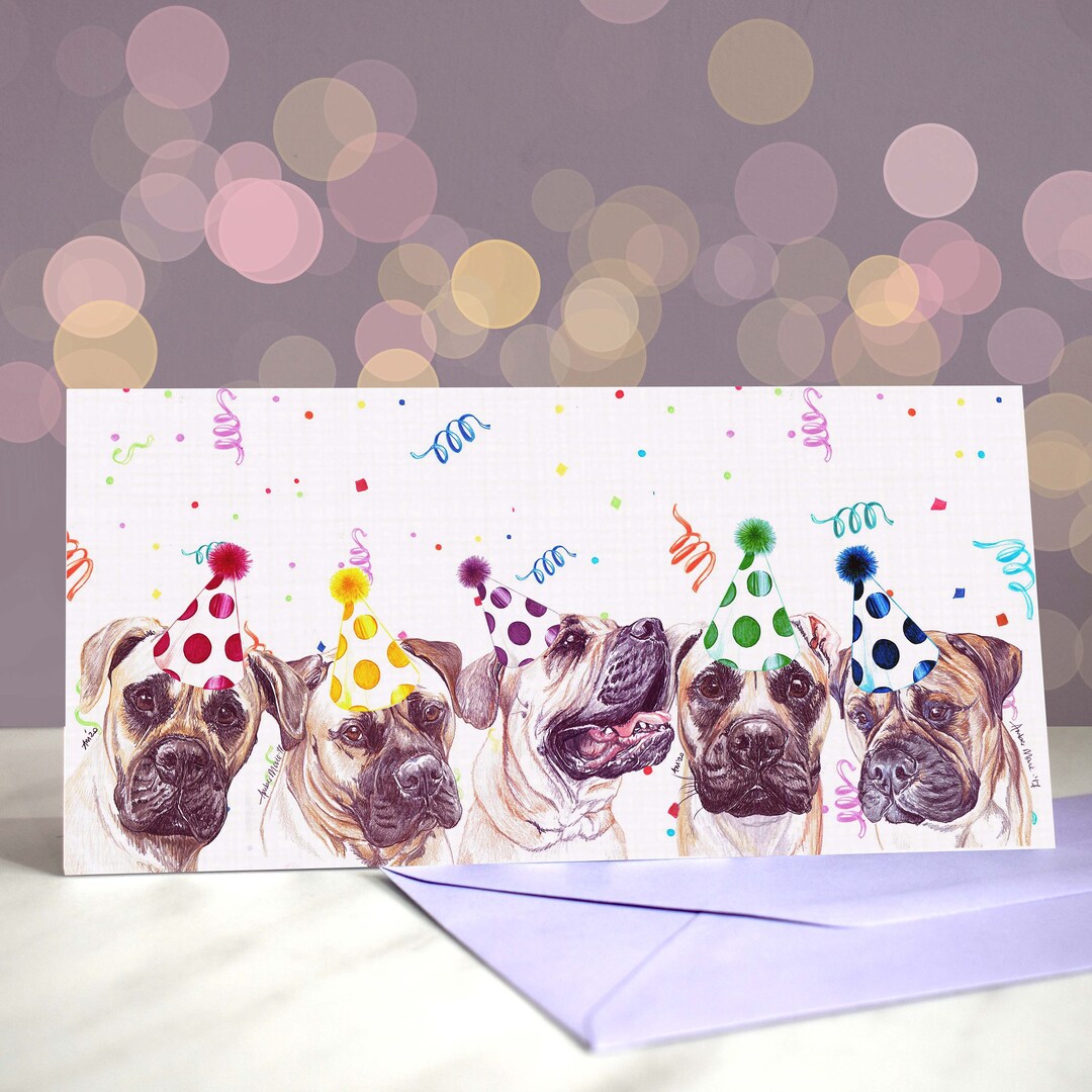 Bullmastiff Birthday Greeting Card / Blank Inside / From the - Etsy