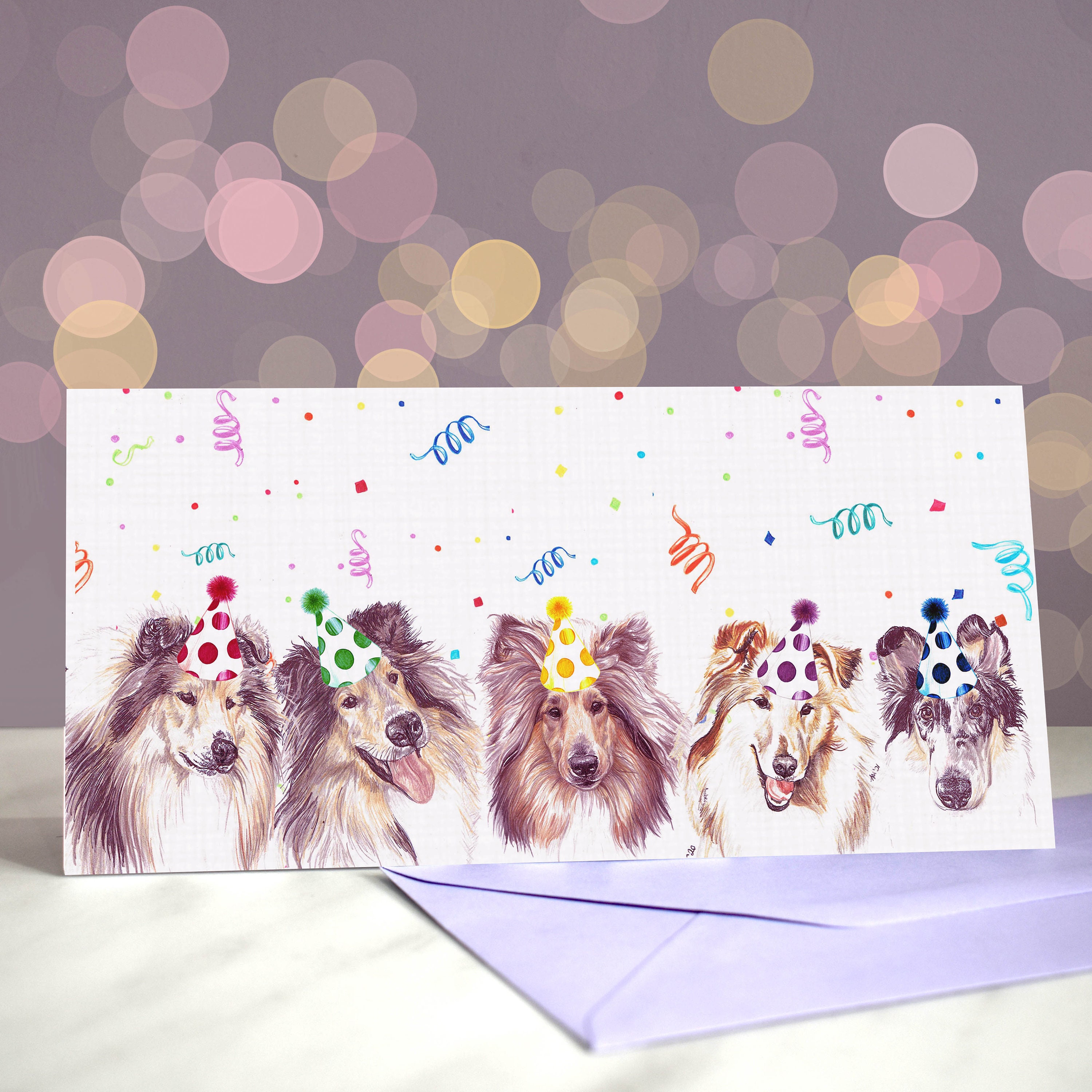 Rough Collie Birthday Greetings Card / Sable / Merle / Five - Etsy