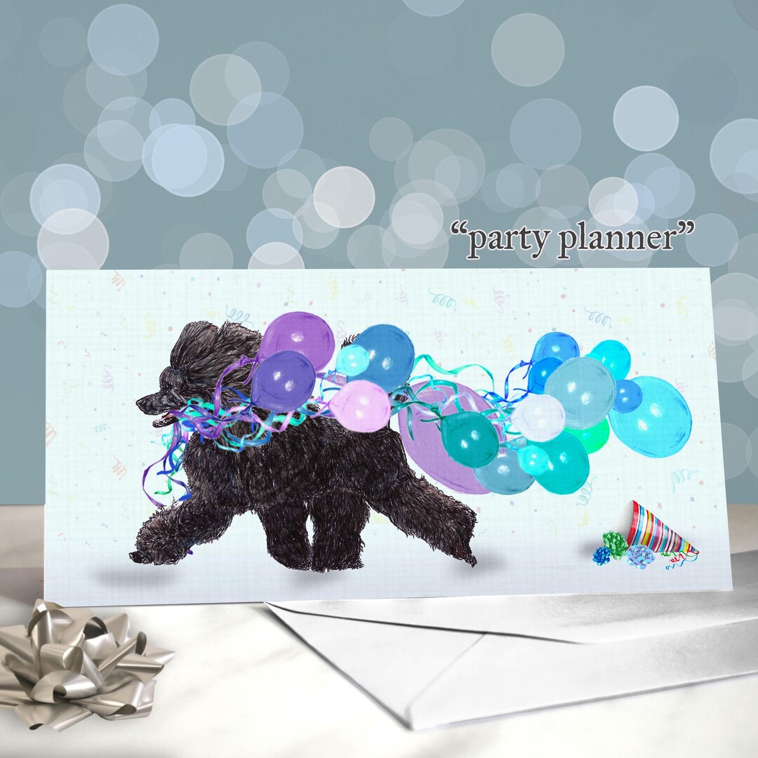 Black Toy Poodle Birthday Card / Silver Miniature Poodle Greeting Cards ...