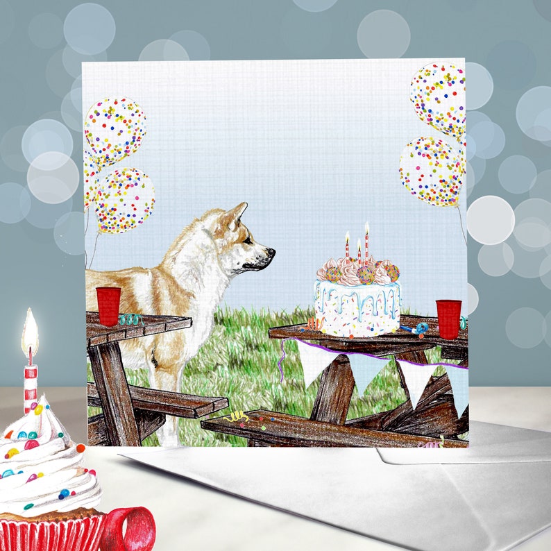 Japanese Akita Inu Dog Greeting Card / Akita Ken Birthday Cards / Blank ...