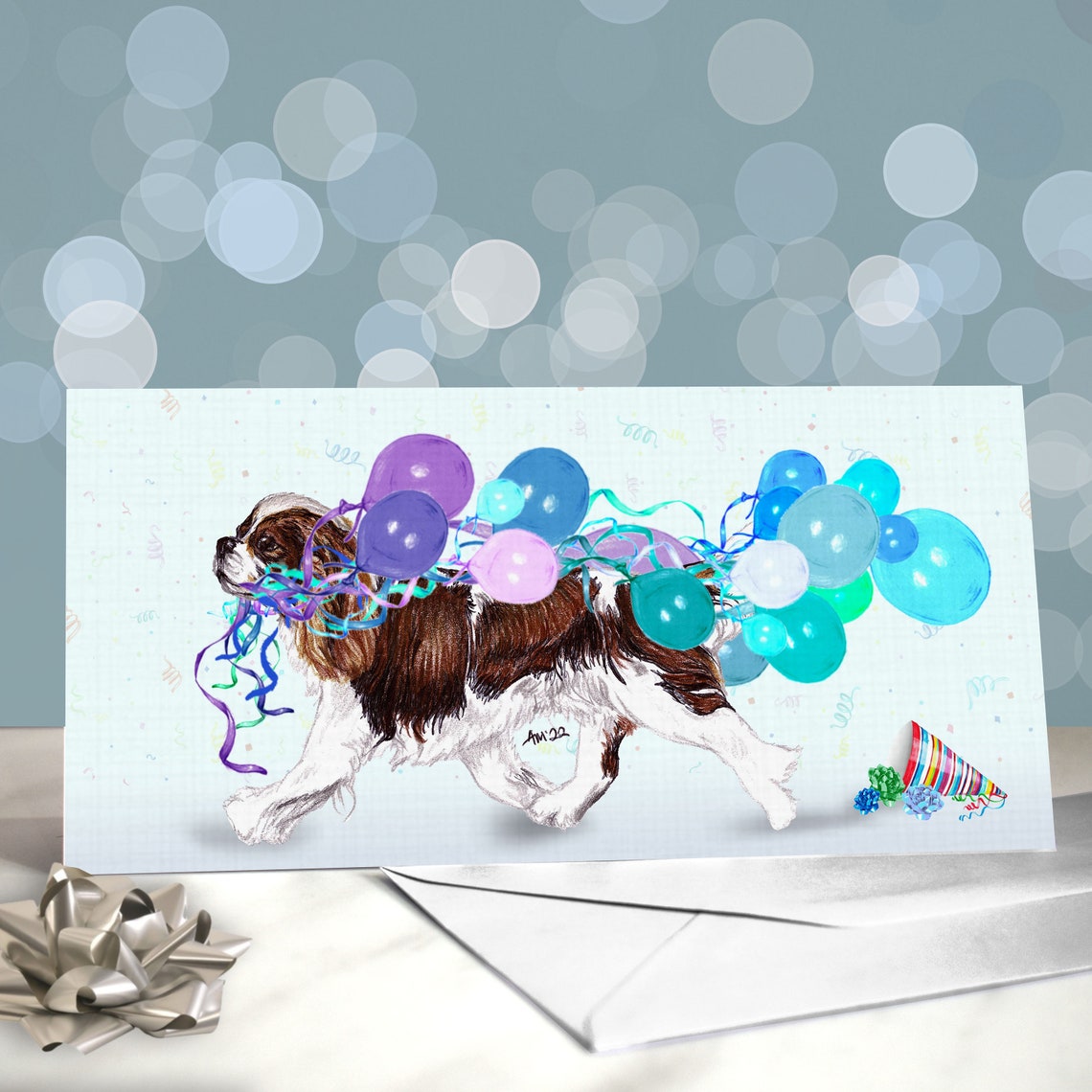 Blenheim Cavalier King Charles Spaniel Birthday Card / Cavvie Greeting ...