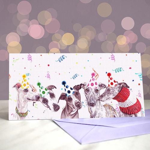 Nelson the Grey Whippet Birthday Greeting Card - Etsy