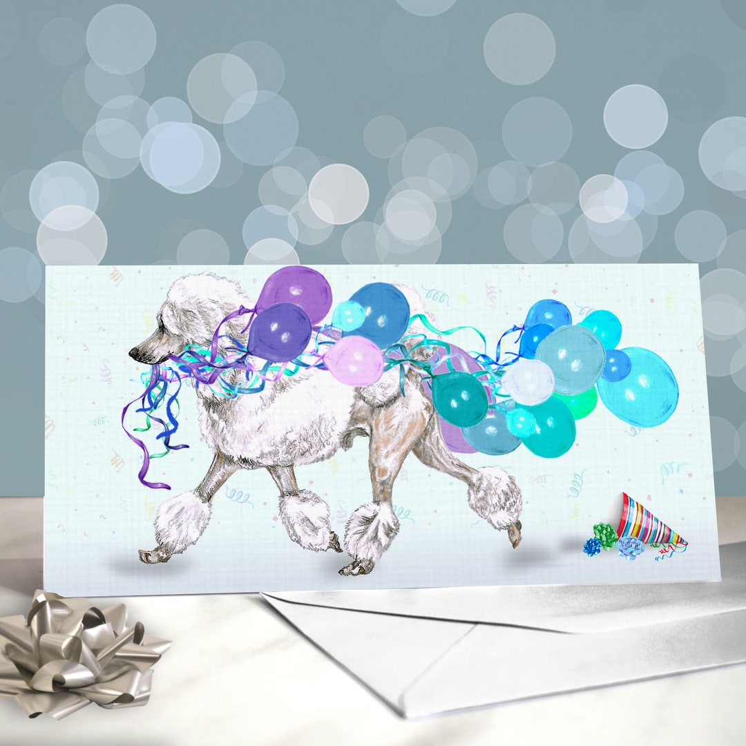 Standard Poodle Birthday Greeting Cards Party Hats on Five Different ...