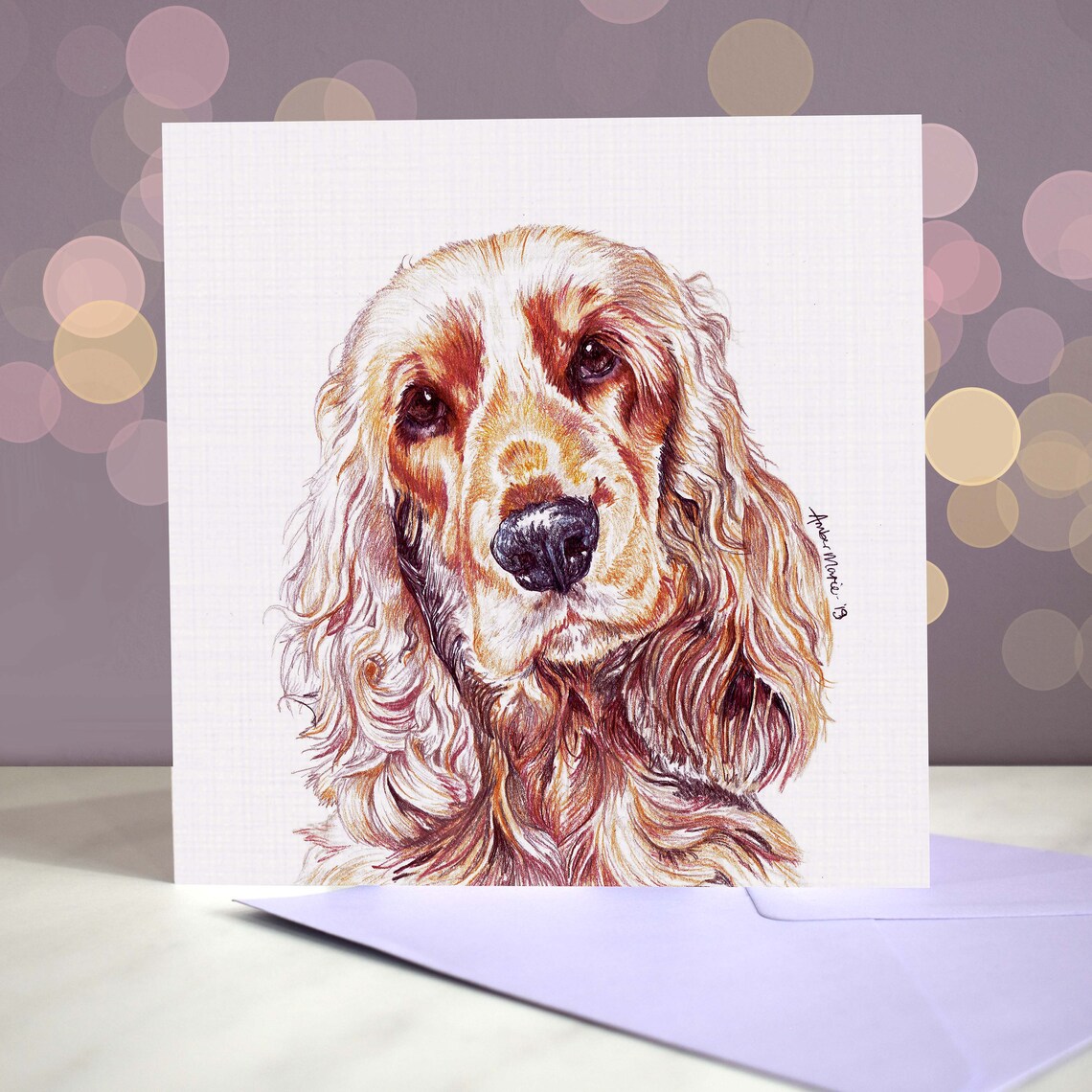Cocker Spaniel Greeting Card Golden Show Cocker / Blank - Etsy