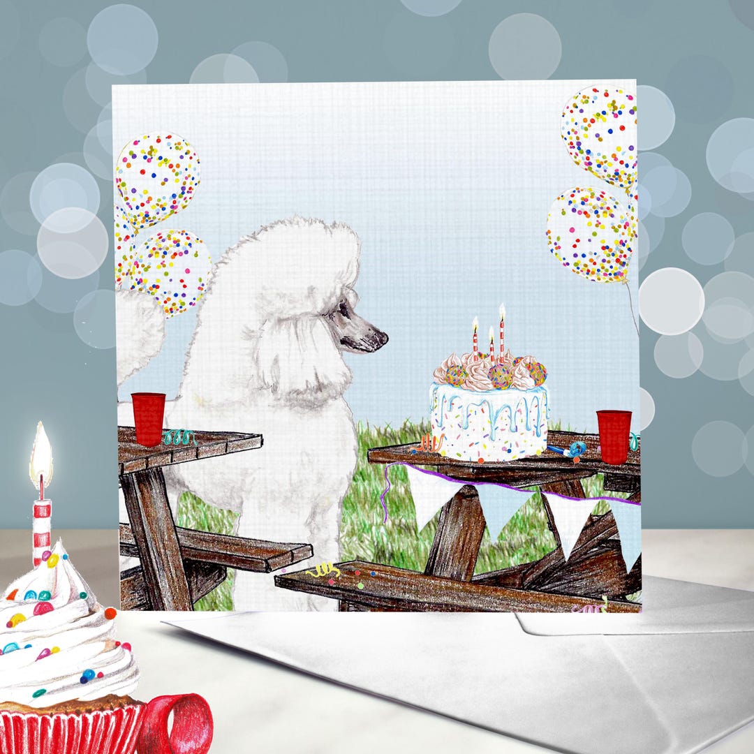 Standard Poodle Birthday Greeting Cards - Party Hats on Five Different ...