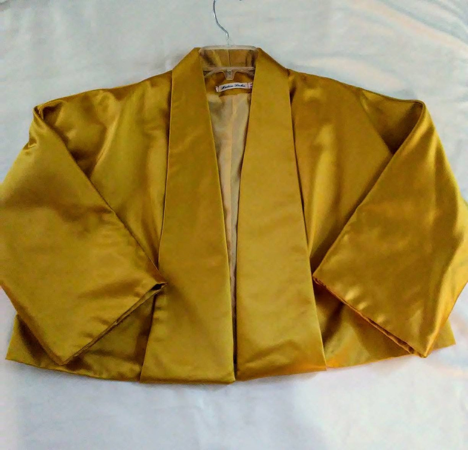 Yellow Gold Cropped Satin Jacket Yellow Satin Jacket - Etsy