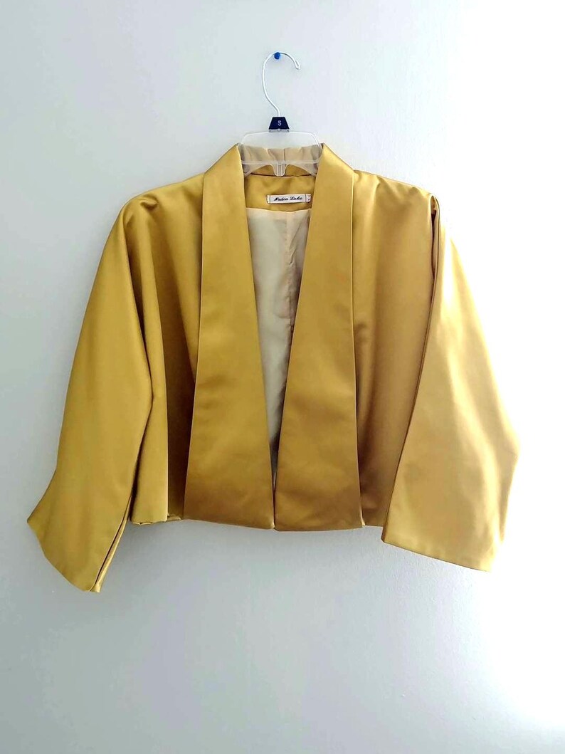 Yellow Gold Cropped Satin Jacket Yellow Satin Jacket - Etsy