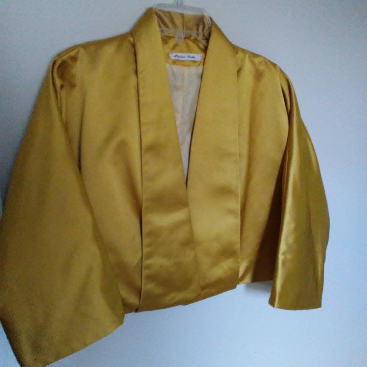 Yellow Gold Cropped Satin Jacket Yellow Satin Jacket - Etsy