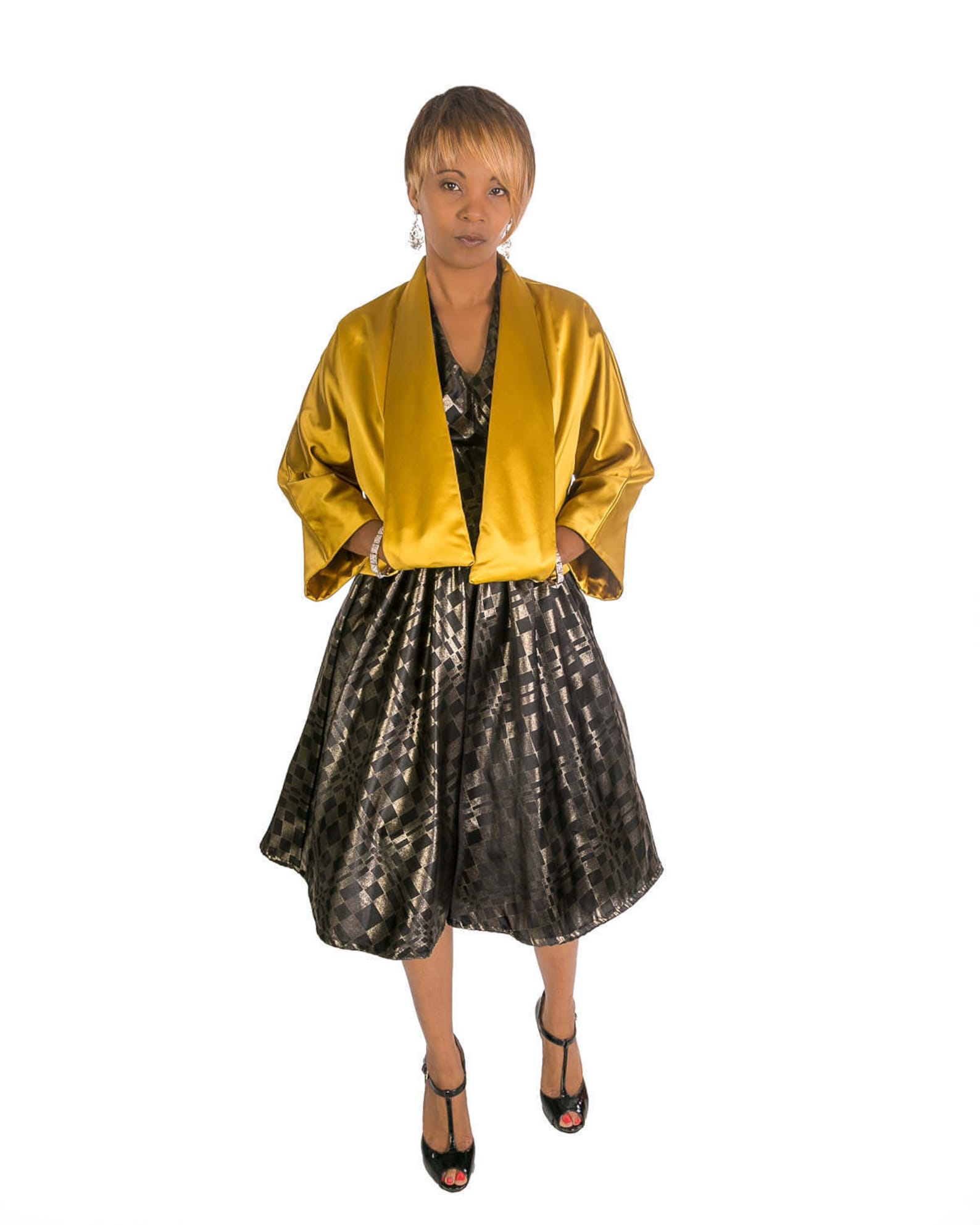 Yellow Gold Cropped Satin Jacket Yellow Satin Jacket - Etsy