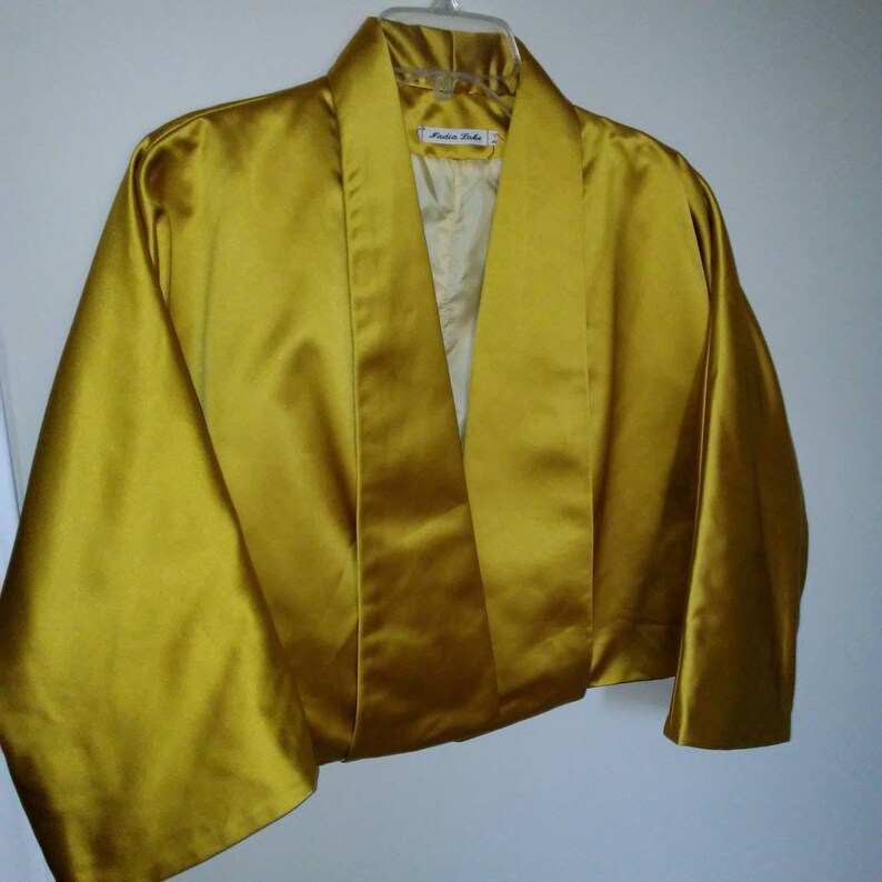 Yellow Gold Cropped Satin Jacket Yellow Satin Jacket - Etsy