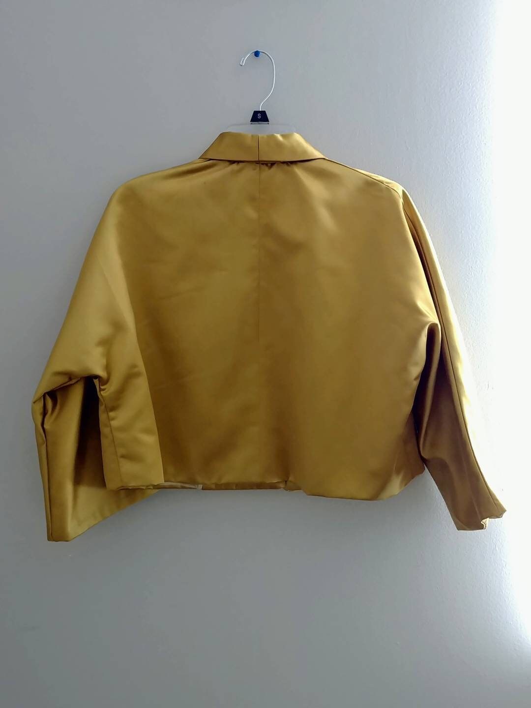 Yellow Gold Cropped Satin Jacket Yellow Satin Jacket - Etsy