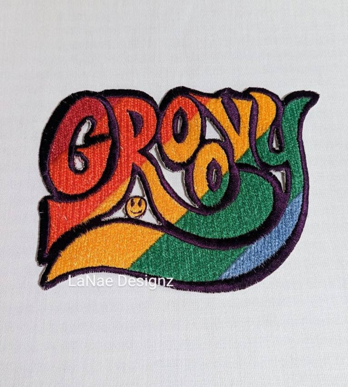 Large Retro Embroidered Groovy Iron-on Patch - Etsy