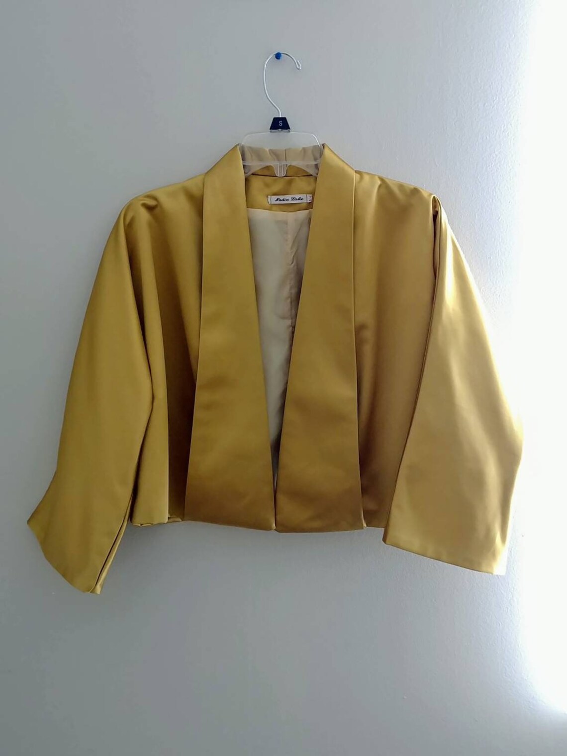 Yellow Gold Cropped Satin Jacket Yellow Satin Jacket - Etsy