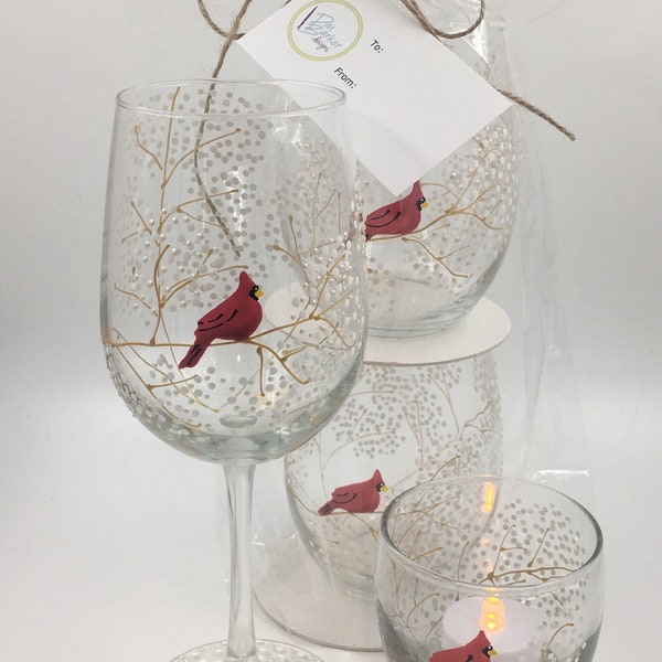 Hand Painted Christmas Wine Glasses - Etsy