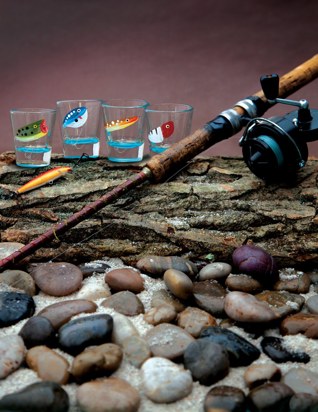 Fishing Lures Hand Painted Shot Glass Set of 4 - Etsy