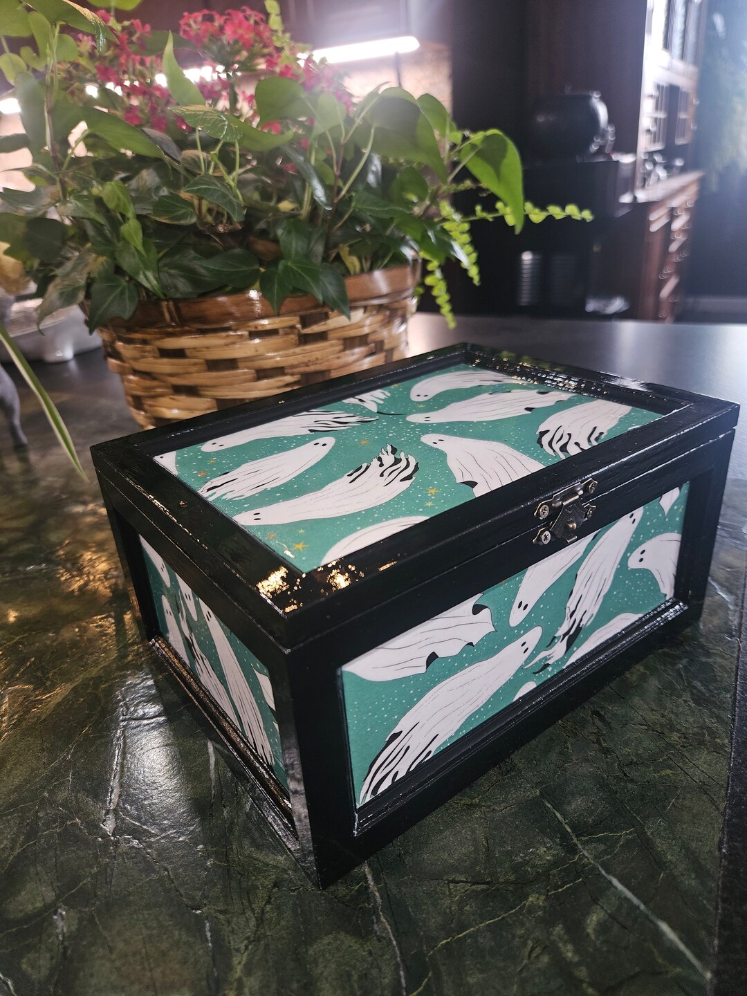 Ghost Wooden Box, Handmade, Hand Painted, Jewelry, Manifest, Intention ...
