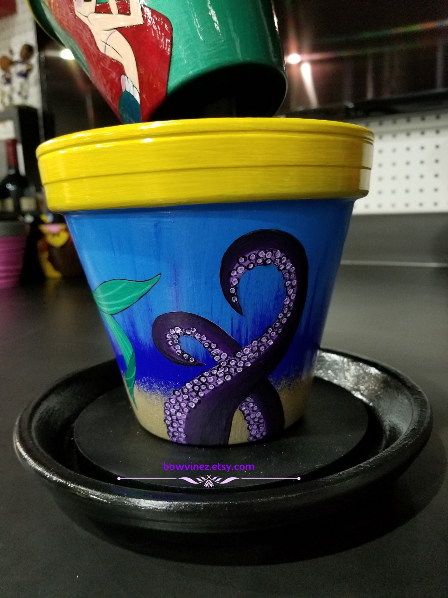Little Mermaid themed Tiltled Flower Pots with Stand hand | Etsy