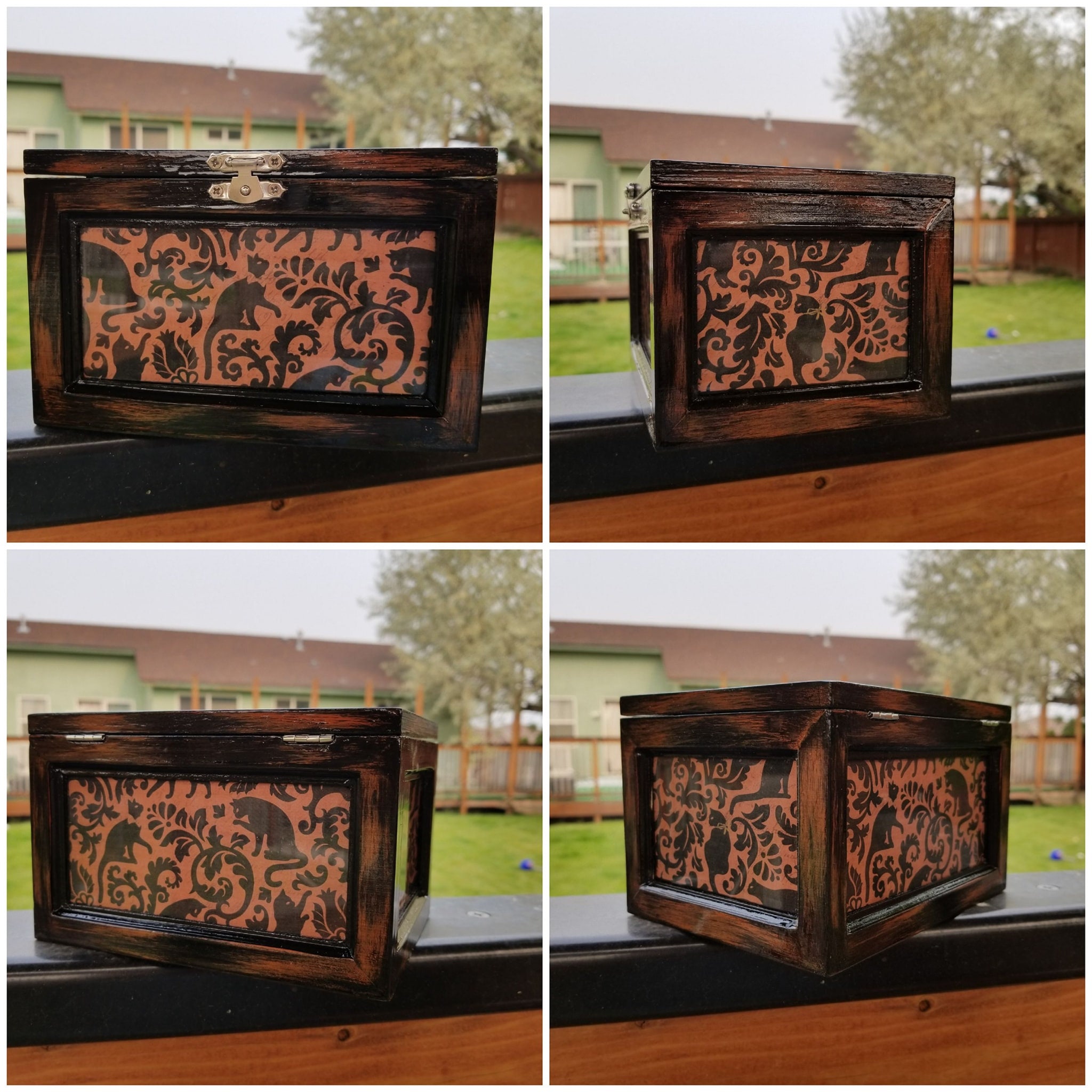 Black Cat Scrying Mirror Box, Manifest Box, Altar Box, Crystal Storage ...