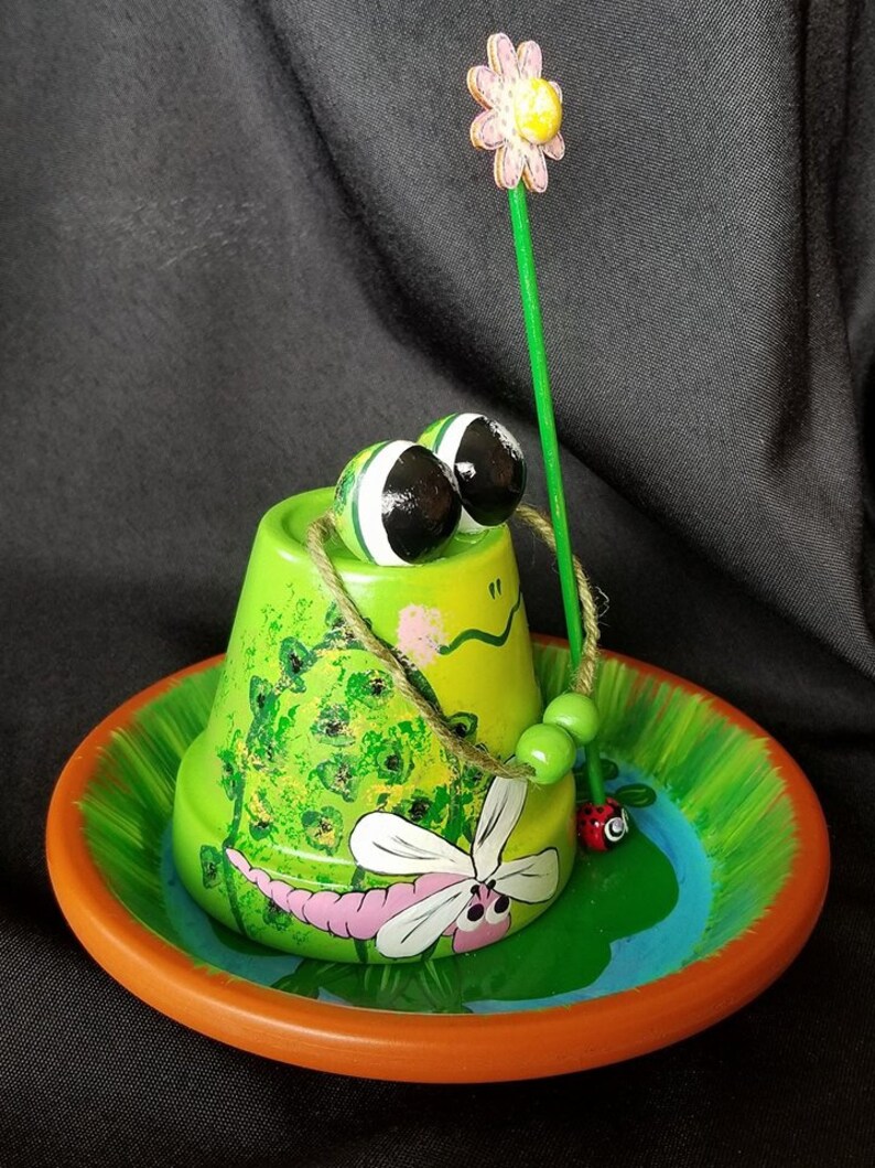 Ready to Ship: 3 Hand Painted small Frog Clay Pot | Etsy