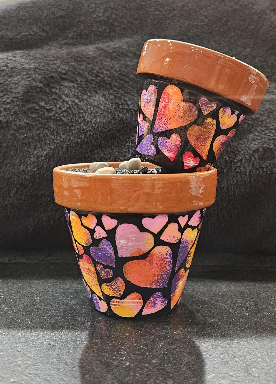 Tilted Hearts Flower Pot Set - Etsy