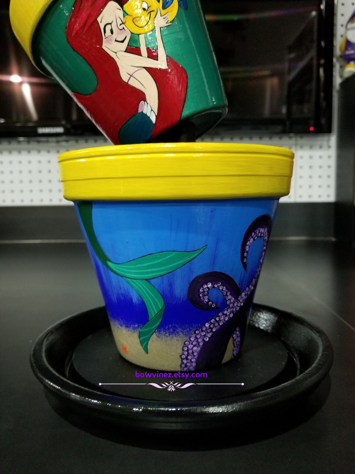 Little Mermaid Themed Tiltled Flower Pots With Stand Hand - Etsy