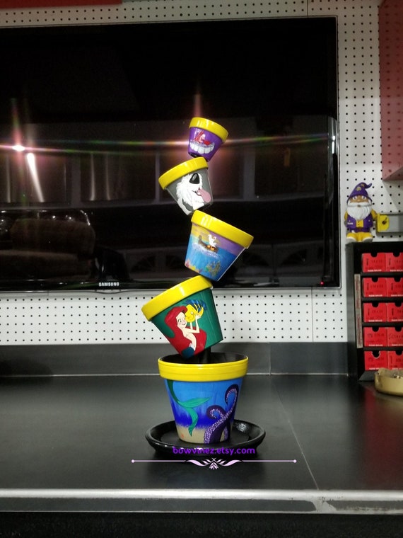 Little Mermaid Themed Tiltled Flower Pots With Stand Hand - Etsy