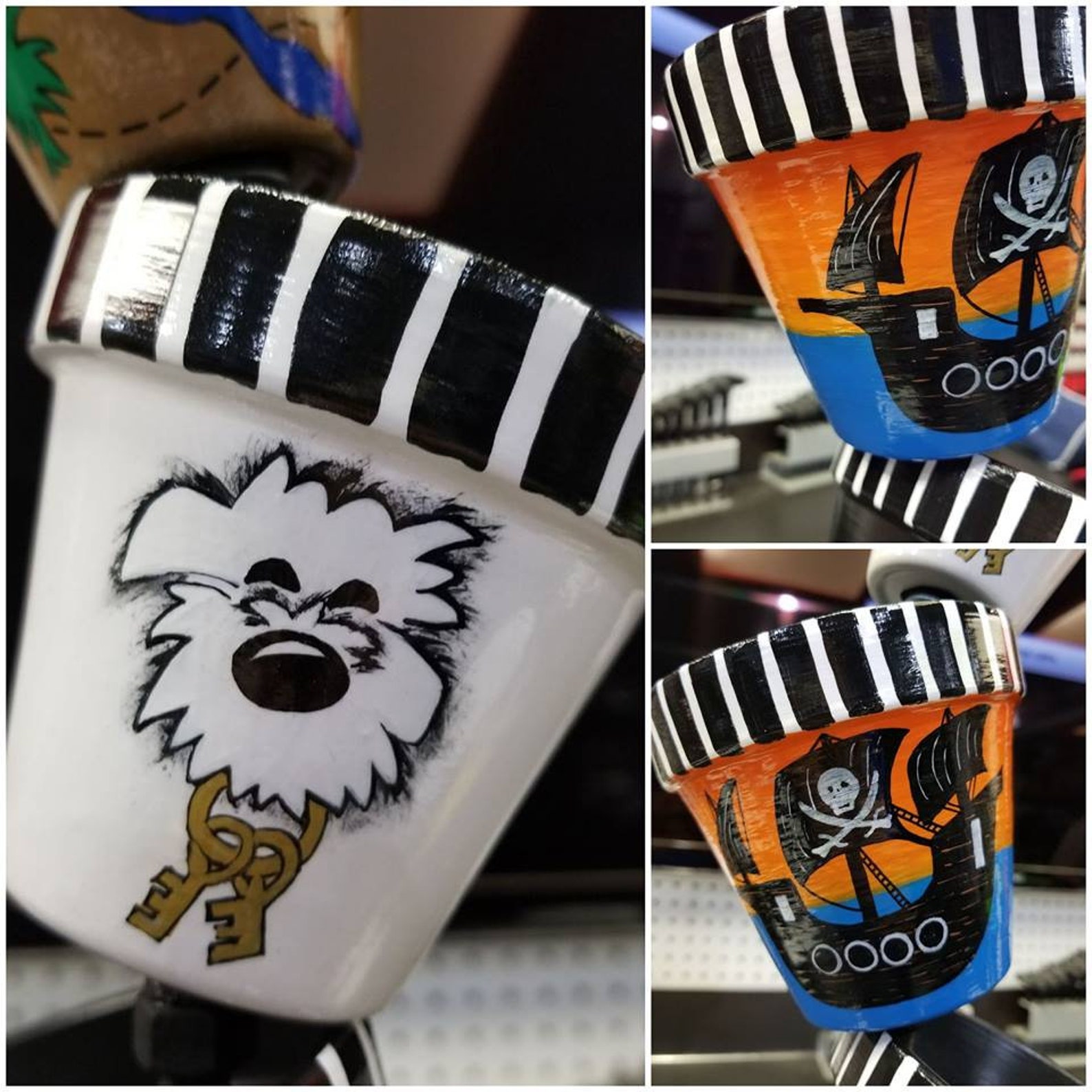 Pirate, NFL, Classic Disney, Tilted Pots With Stand, Hand Painted - Etsy