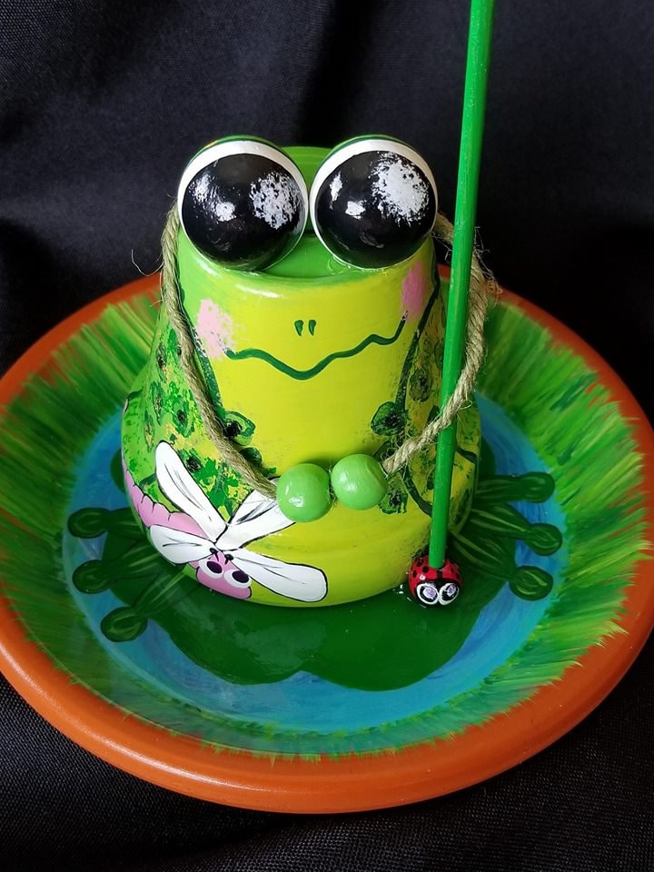 Ready to Ship: 3 Hand Painted small Frog Clay Pot | Etsy