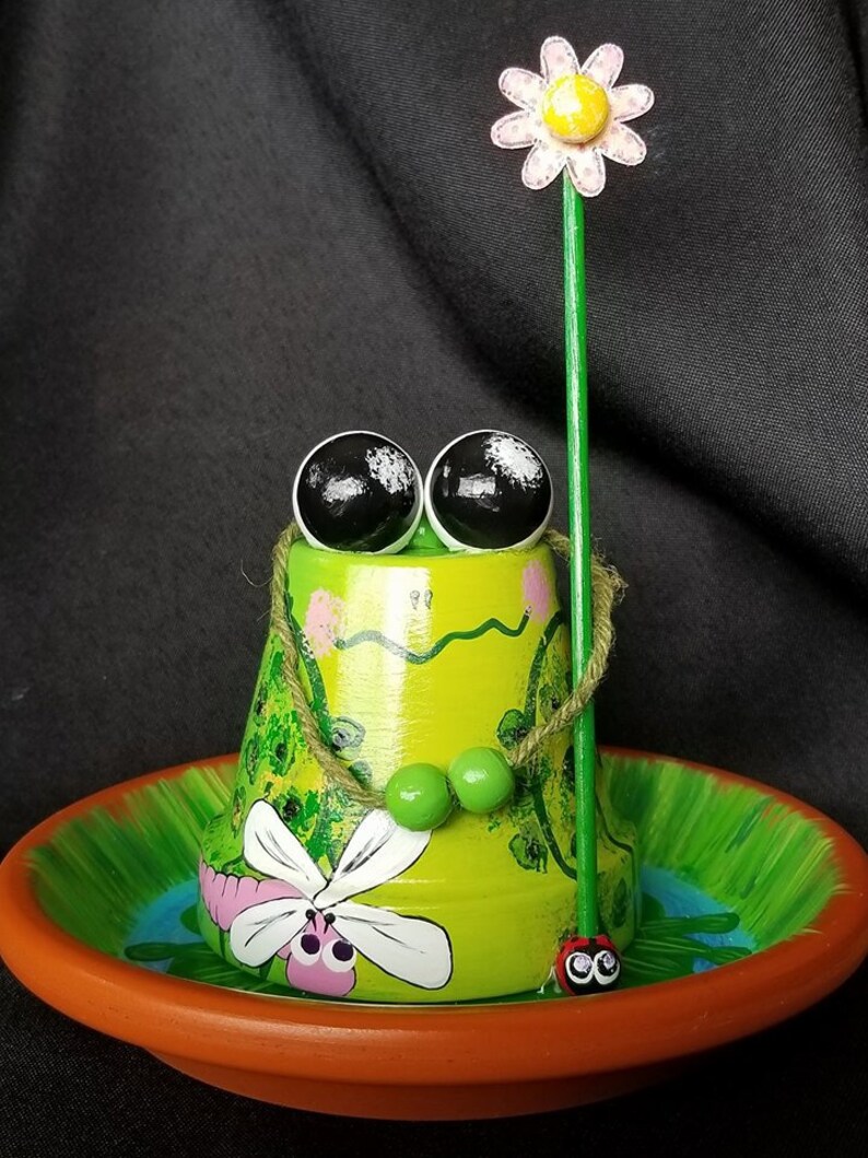 Ready to Ship: 3 Hand Painted small Frog Clay Pot | Etsy