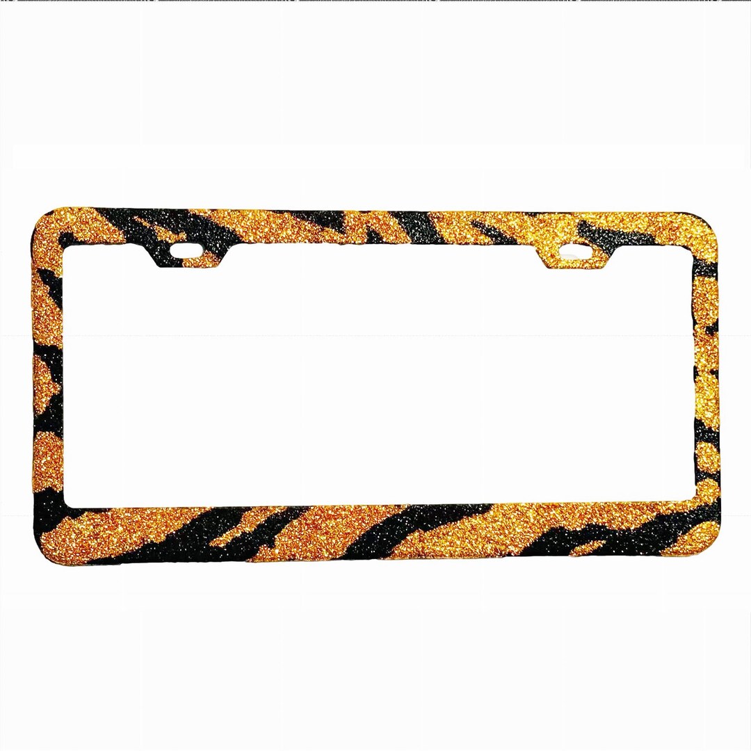 Zebra Print Real Black and Gold Glitter Tiger License Plate Frame Usa ...