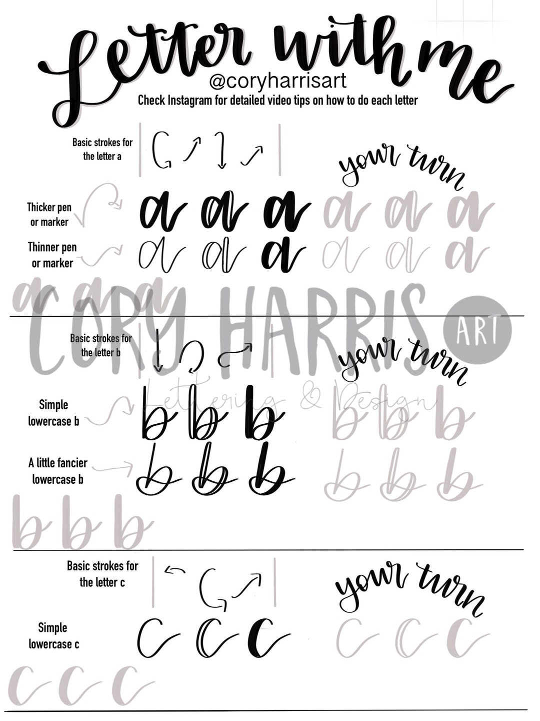 A-G Lettering Guide - Etsy
