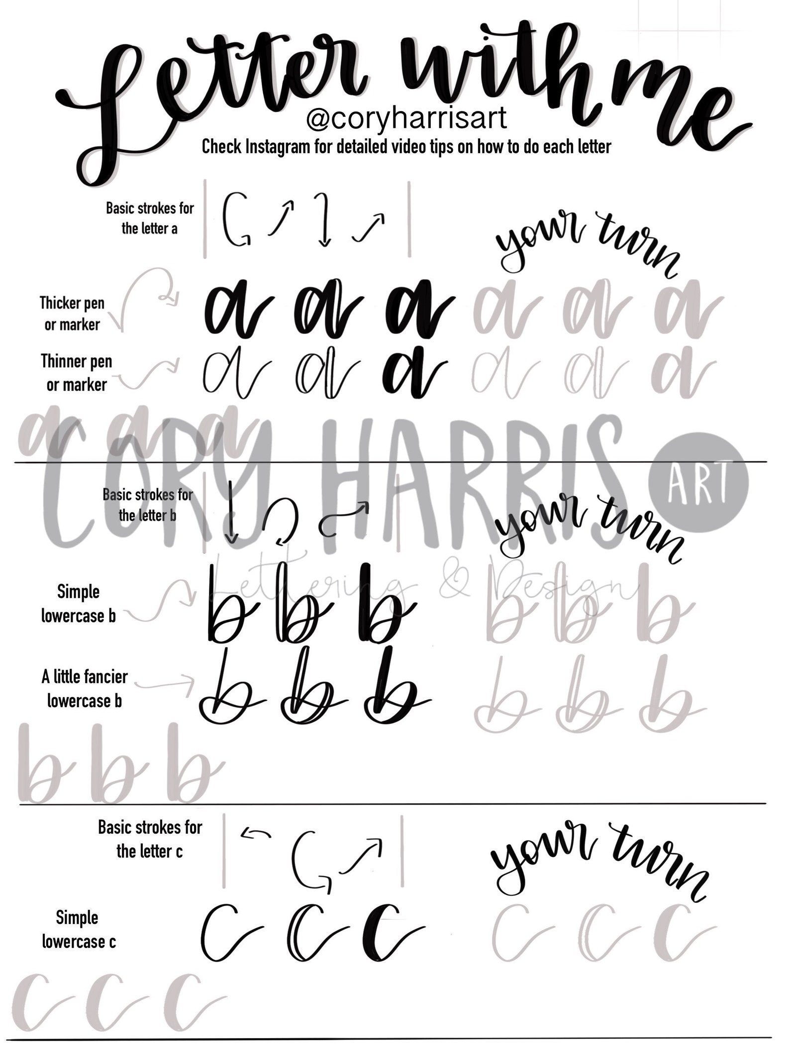 A-G Lettering Guide | Etsy