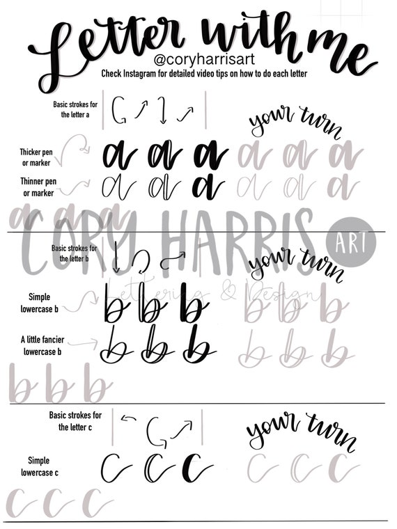 A-G Lettering Guide | Etsy