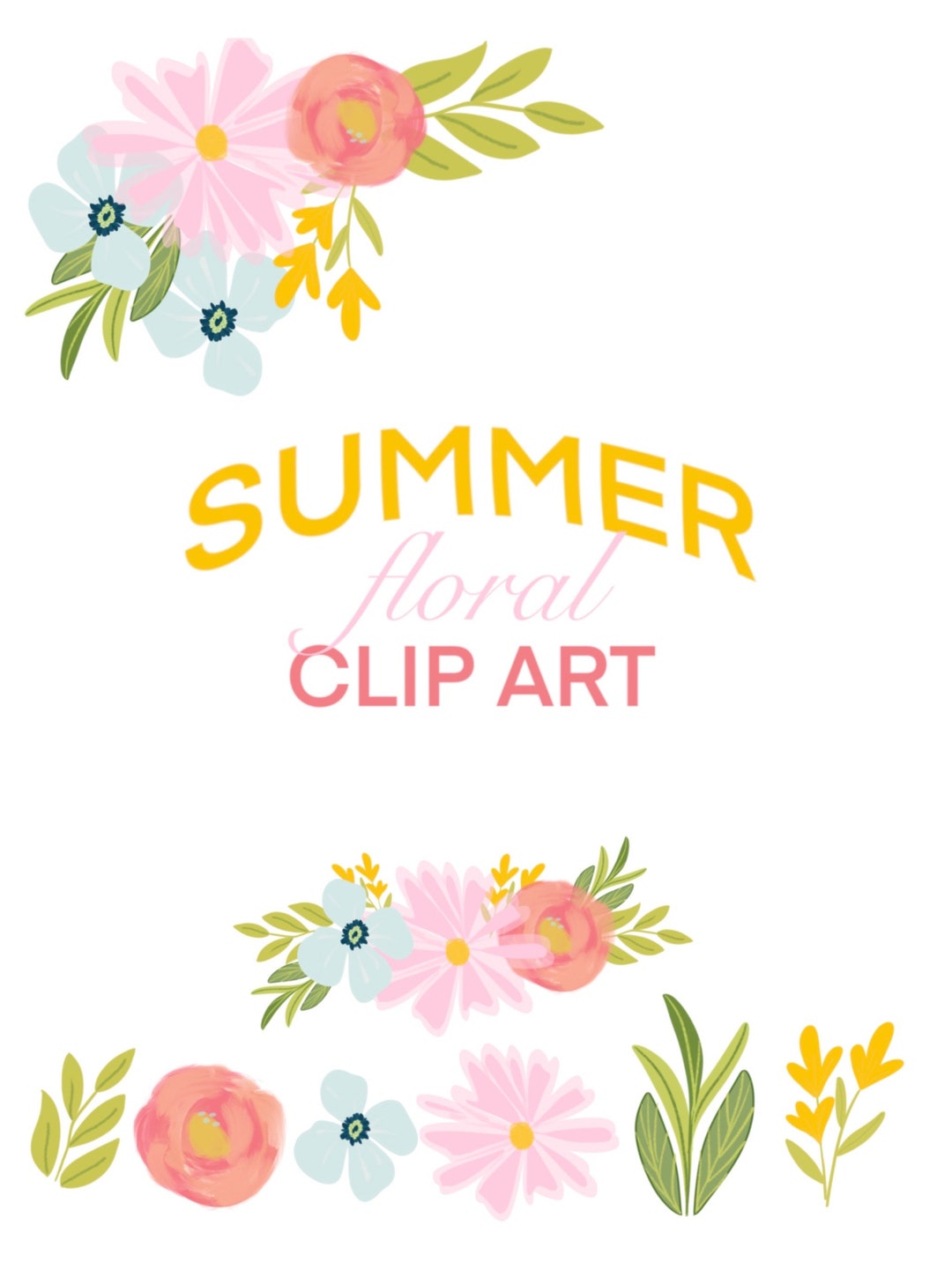 Summer Floral Clip Art - Etsy