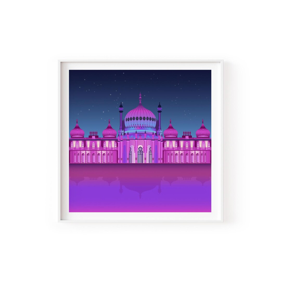 Purple Pavilion Print Brighton Artwork Travel Poster - Etsy