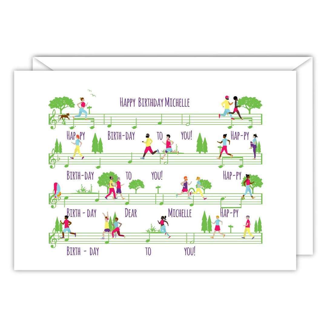 Personalised Runner Birthday Card | Sheet Music Design - Etsy
