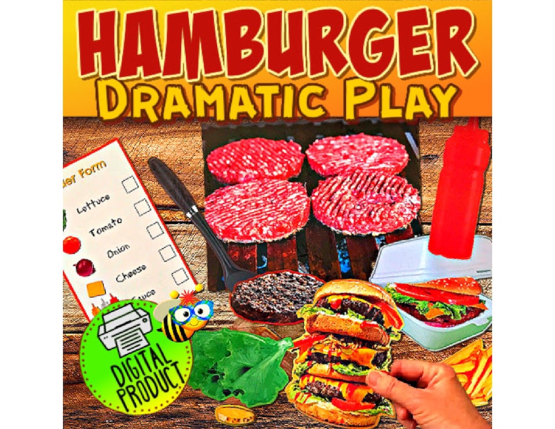 Hamburger Dramatic Play | Pretend Food | Food Activity | Printable ...