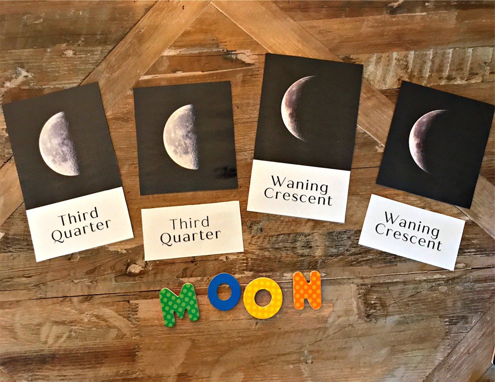 Moon Phases Phases of the Moon Three-part Cards Printable Kindergarten ...