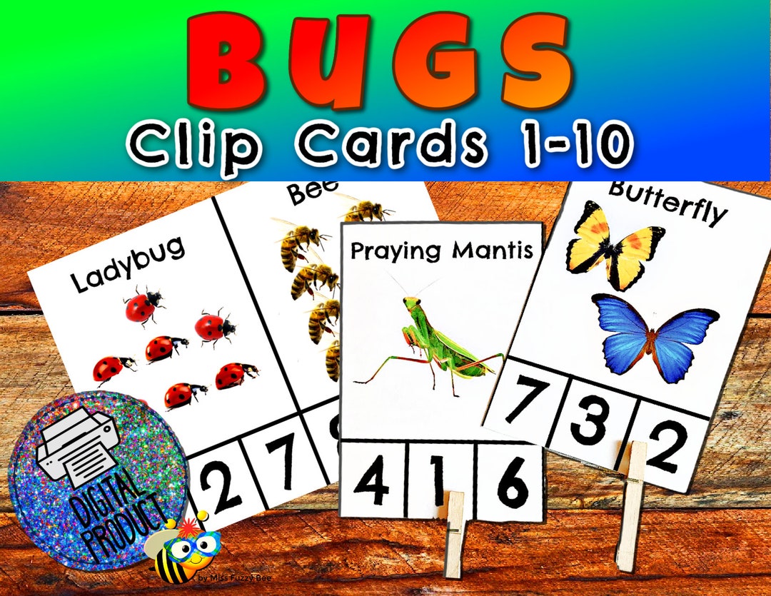 Bug Count and Clip Cards Count and Clip Cards Bugs - Etsy