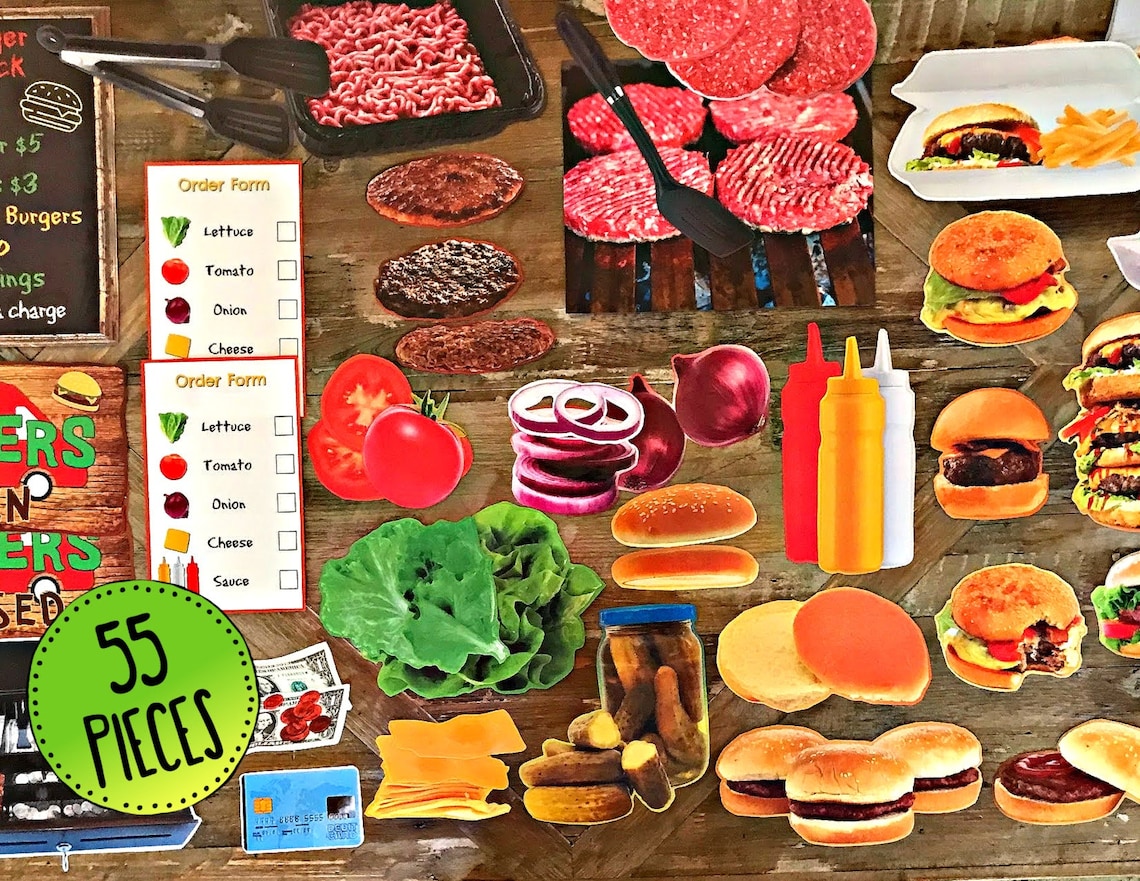 Hamburger Dramatic Play | Pretend Food | Food Activity | Printable ...