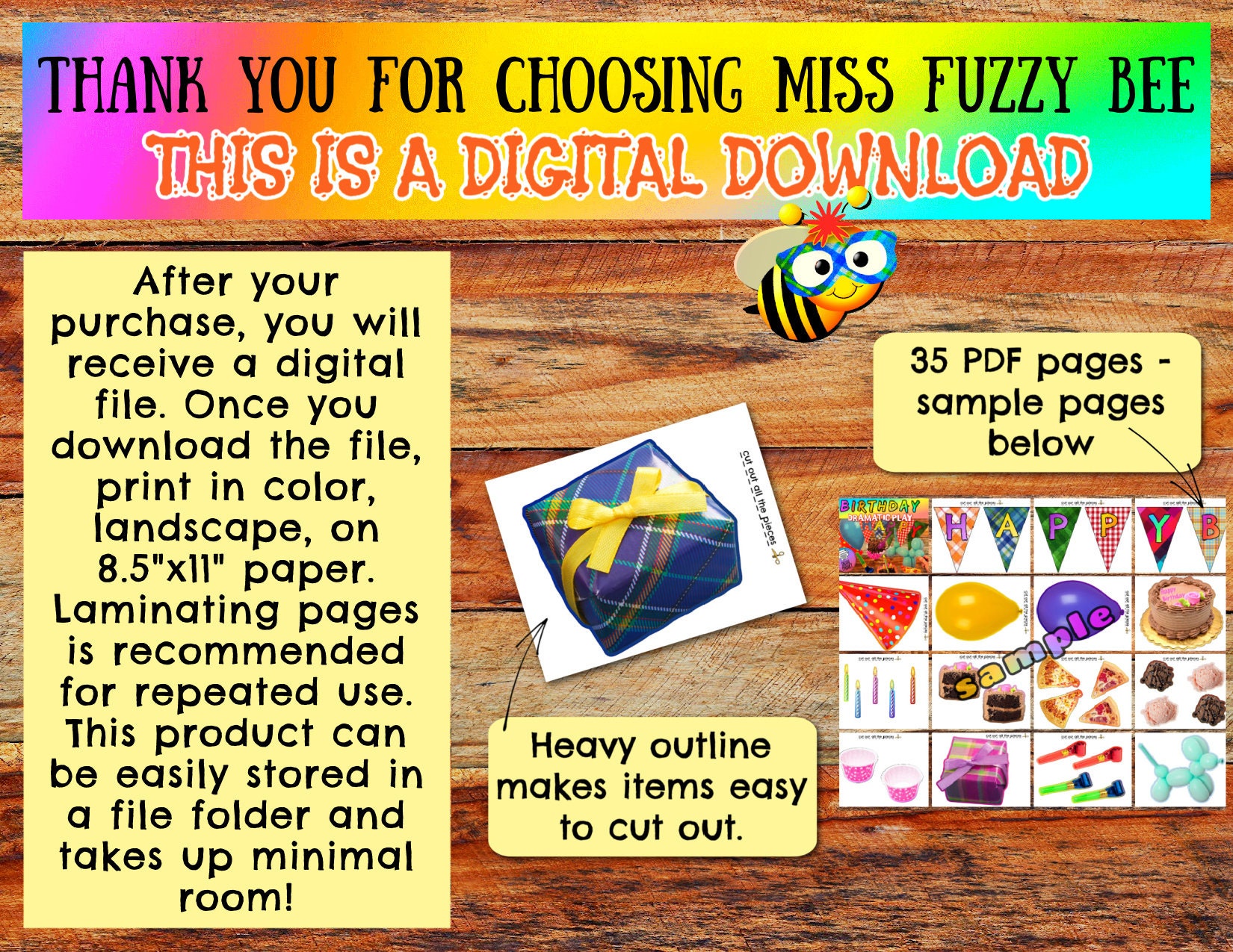 Birthday Party Dramatic Play Set Printable for Preschool & Homeschool ...