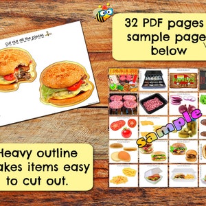 Dramatic Play Hamburger Pretend Play Food Activities Printable Dramatic ...