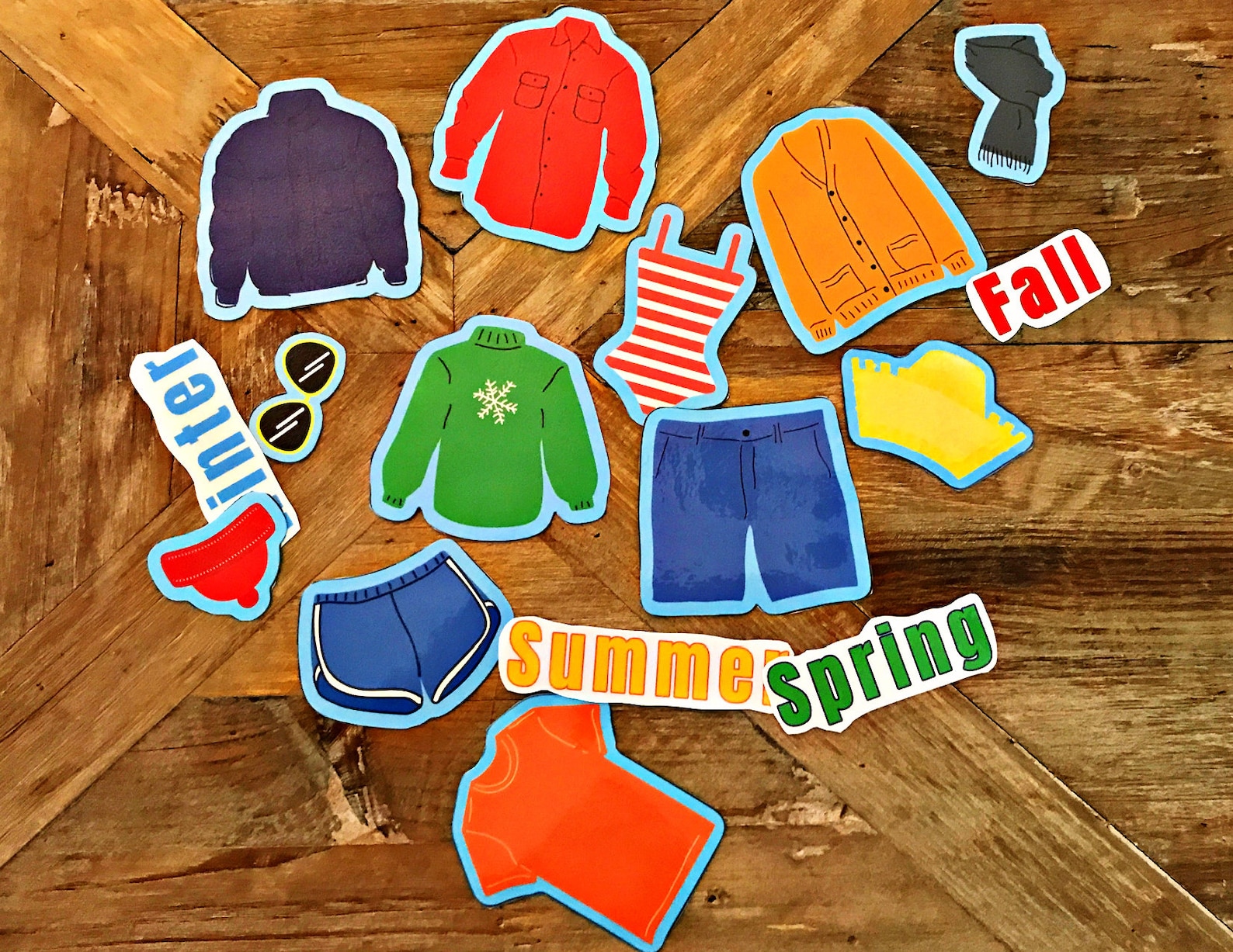 Four Seasons | Learn Seasons | Sorting Mats | Weather Clothing | Center ...