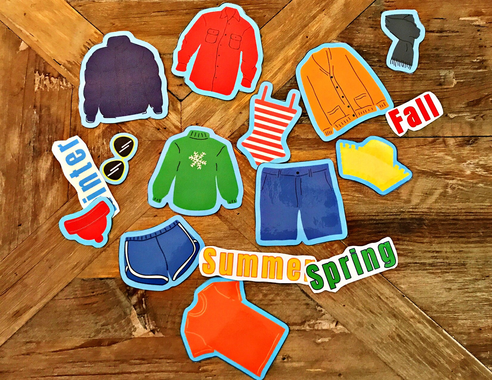 Four Seasons | Learn Seasons | Sorting Mats | Weather Clothing | Center ...