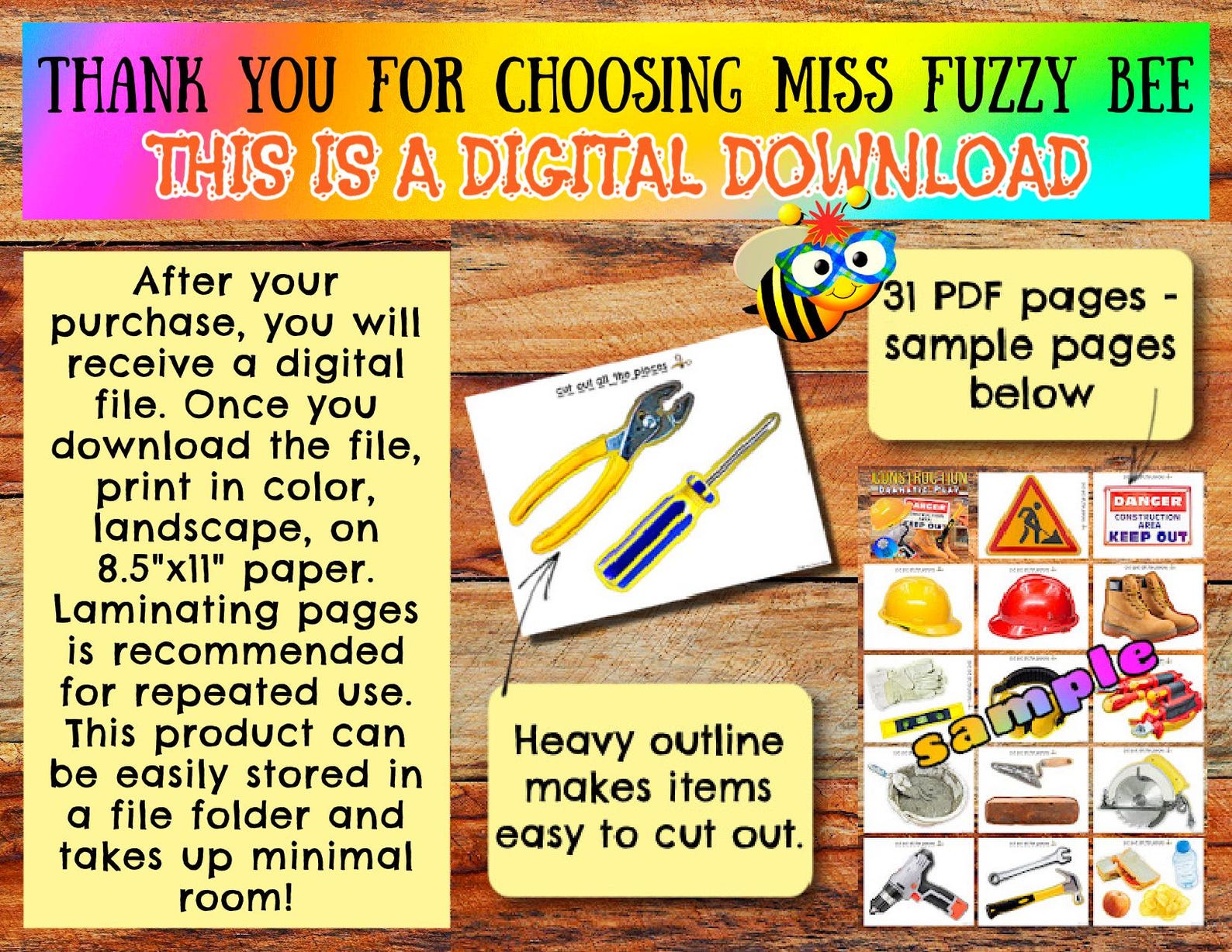 Construction Dramatic Play | Pretend Tools | Printable Preschool ...