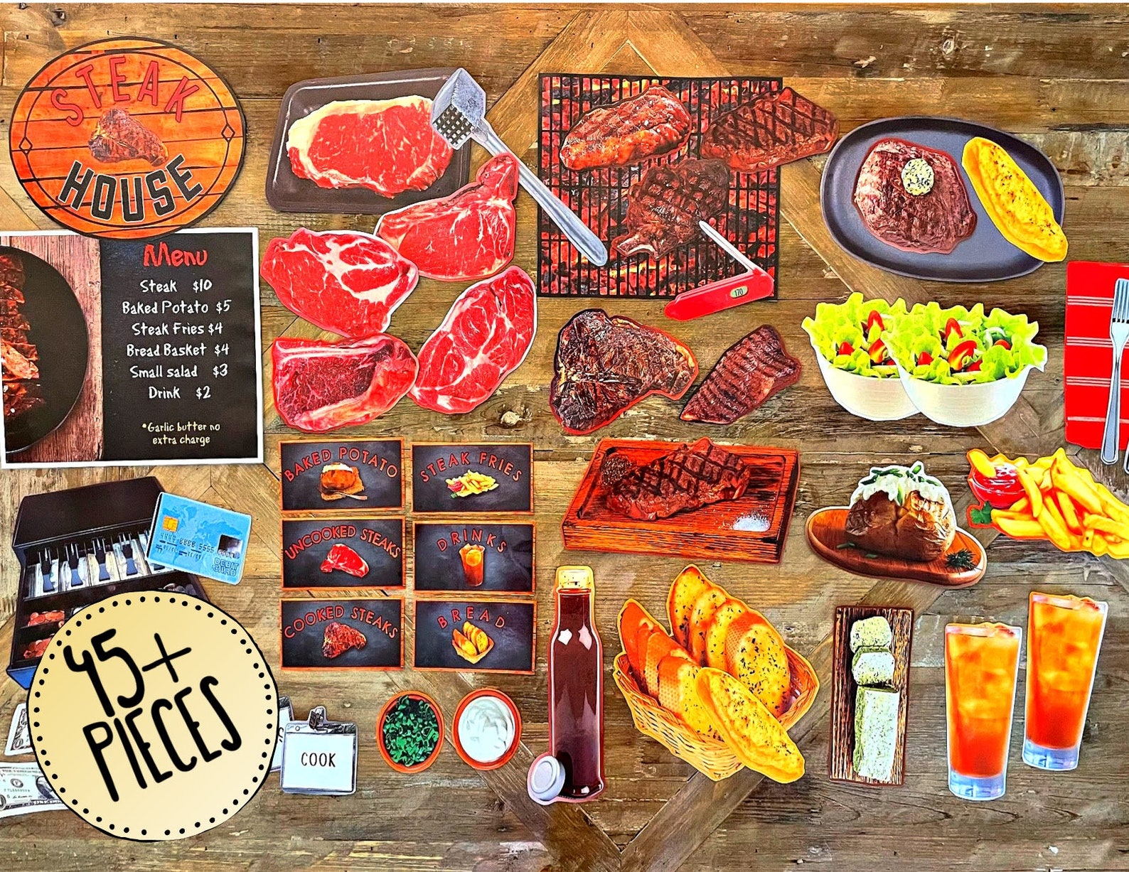 Steak House Dramatic Play Food Pretend Play Food Cutouts - Etsy