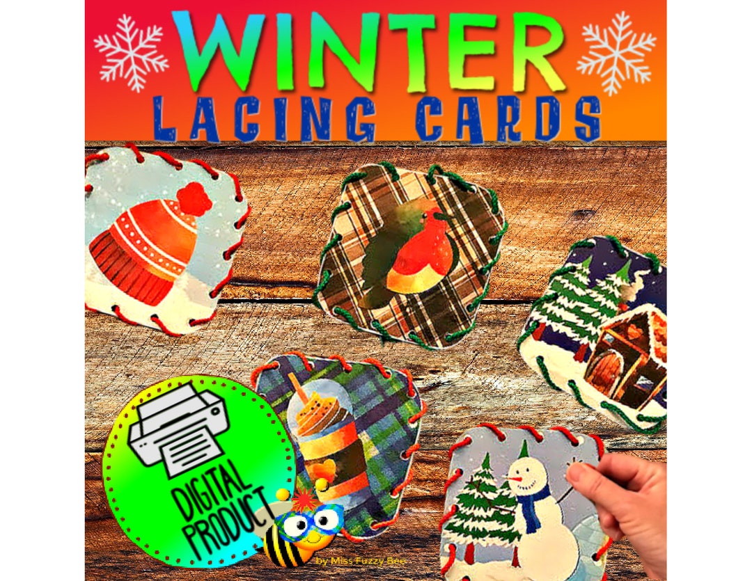Winter Lacing Cards | Lacing Cards | Winter Printable | Preschool ...