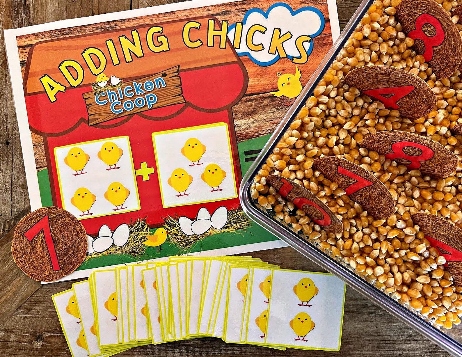 Addition Chicks Sensory Bin Activity | Math Centers | Addition Activity ...